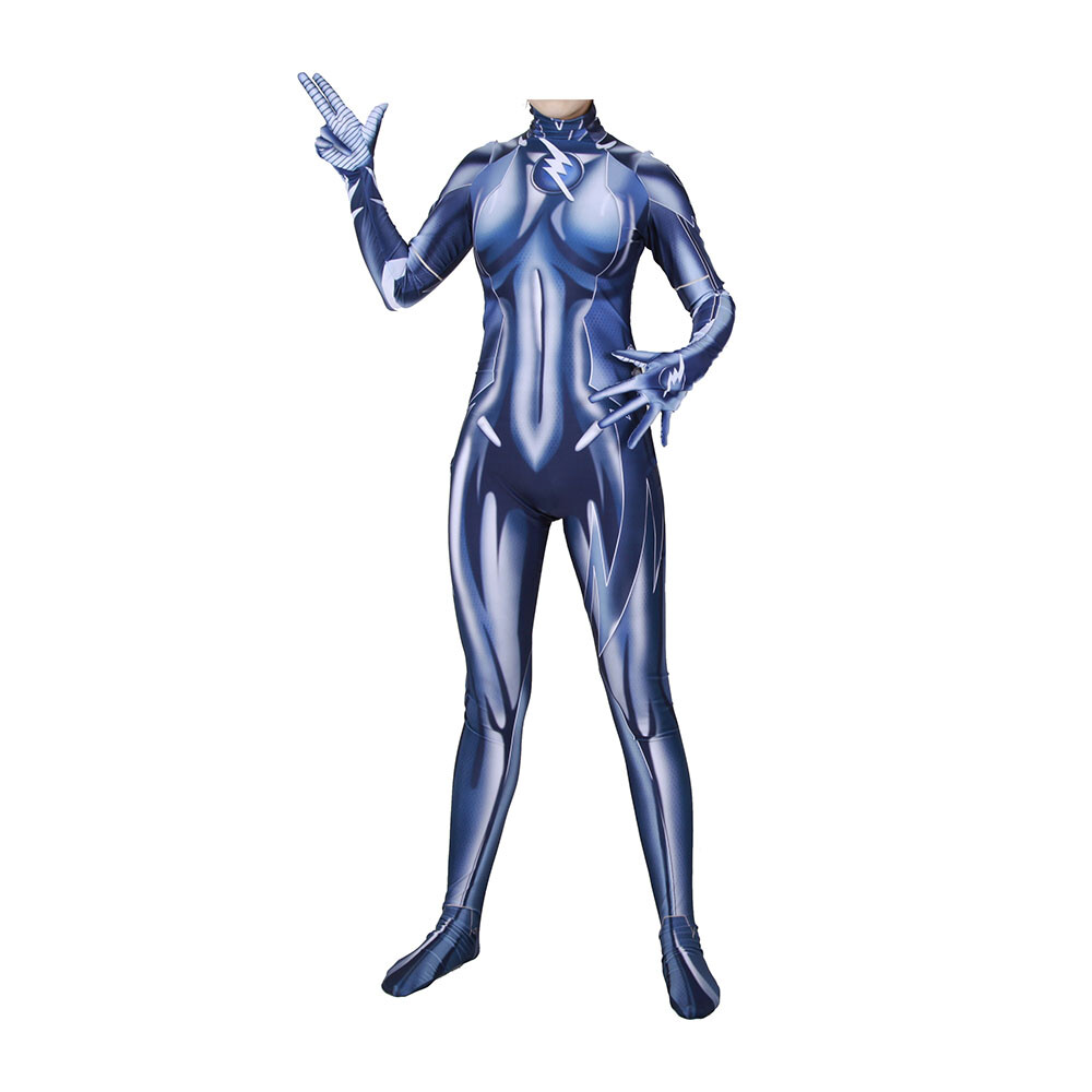 The Flash Superheroes costume blue Female Flash cosplay Bodysuit - MYanimec