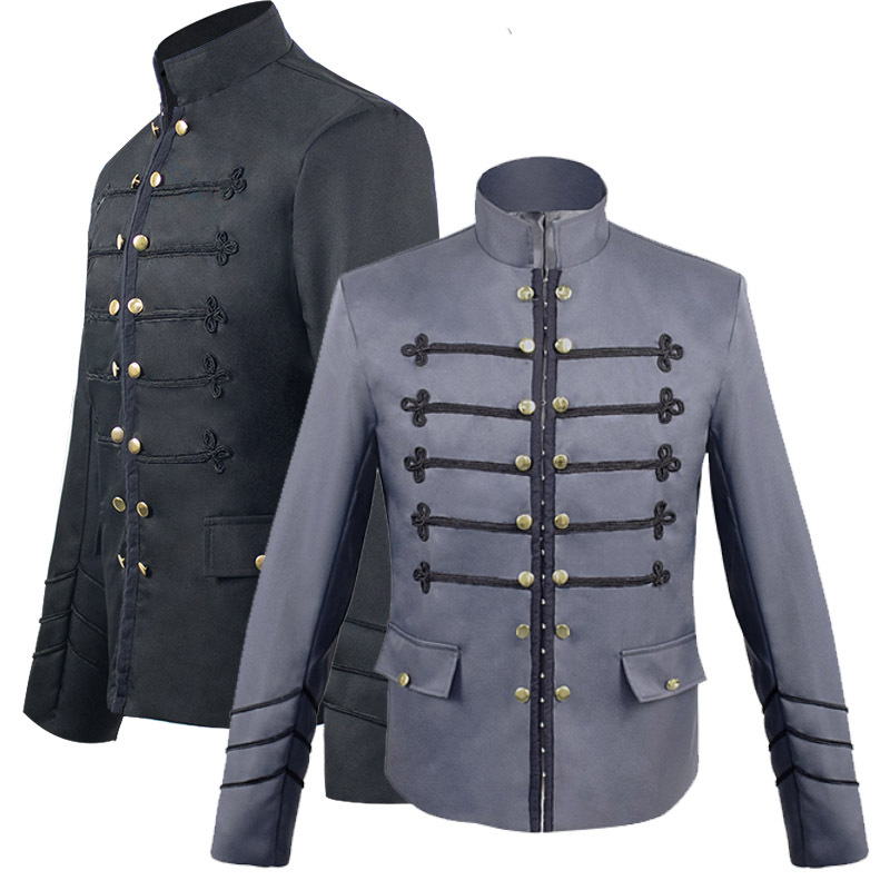 Solid color jacket cardigan men's jacket medieval retro style - MYanimec