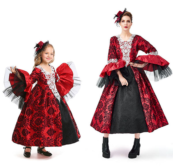 Spanish gothic dress princess lace court cosplay adult children retro ...