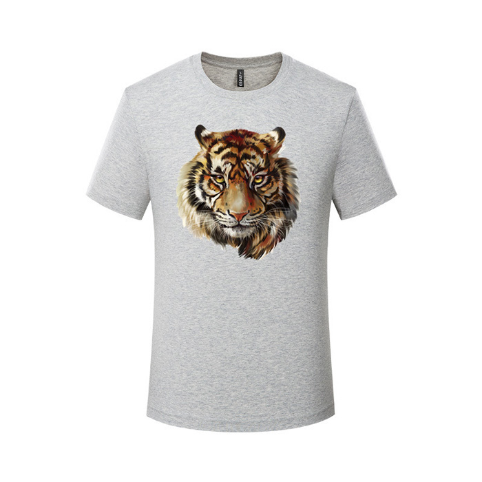 Womens Gray Animal Tiger Print T Shirts - MYanimec