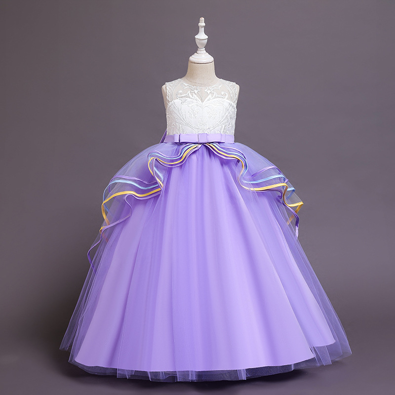 Purple Princess Dress Long Skirt Girls Costumes Outfit - MYanimec