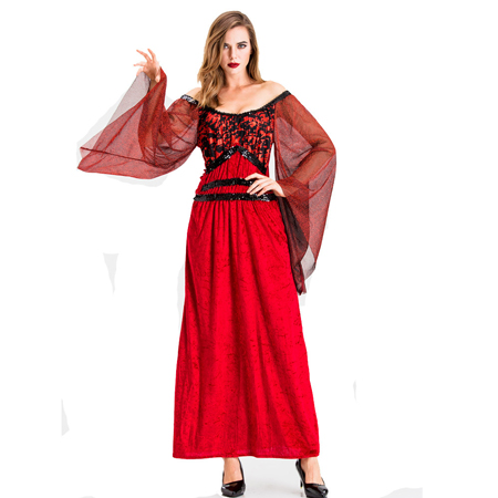Women Vampire Costume Halloween Red Outfit - MYanimec