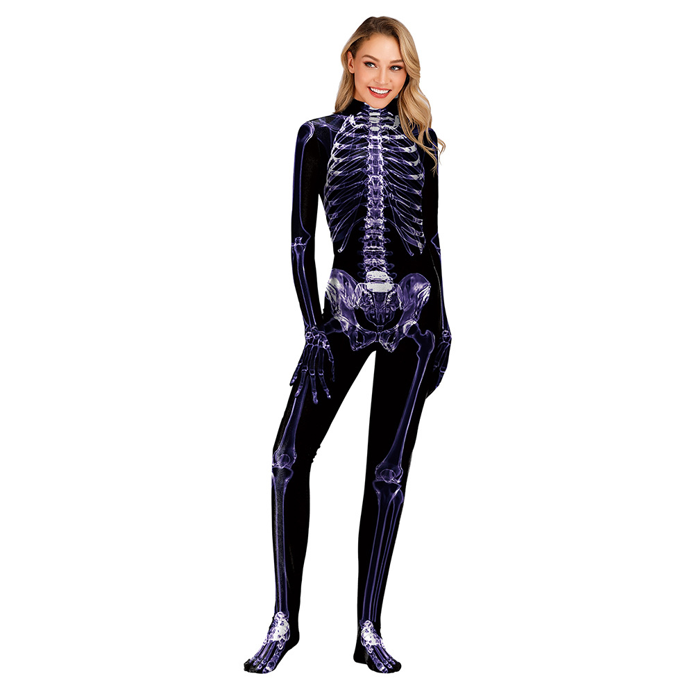 Halloween Woman Skeleton Costume Bodysuit Outfit - MYanimec
