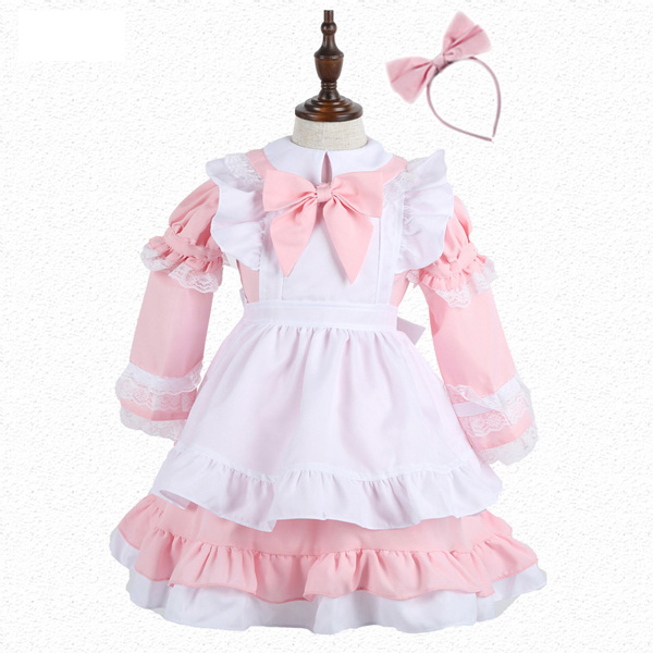 Girls Sweet Pink Maid Dress Costume - MYanimec