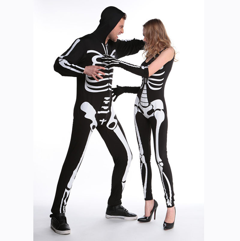 Adult Skeleton Costume Couples Halloween Costume - MYanimec