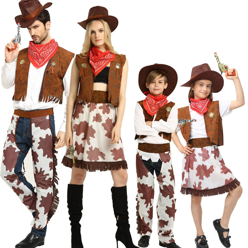 Adult Kids Parent-child Cowboy outfit Family Halloween Costume - MYanimec