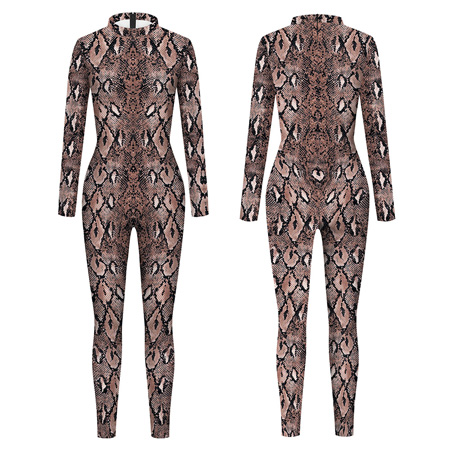 Women’s Snakeskin Print Jumpsuit Costume - MYanimec