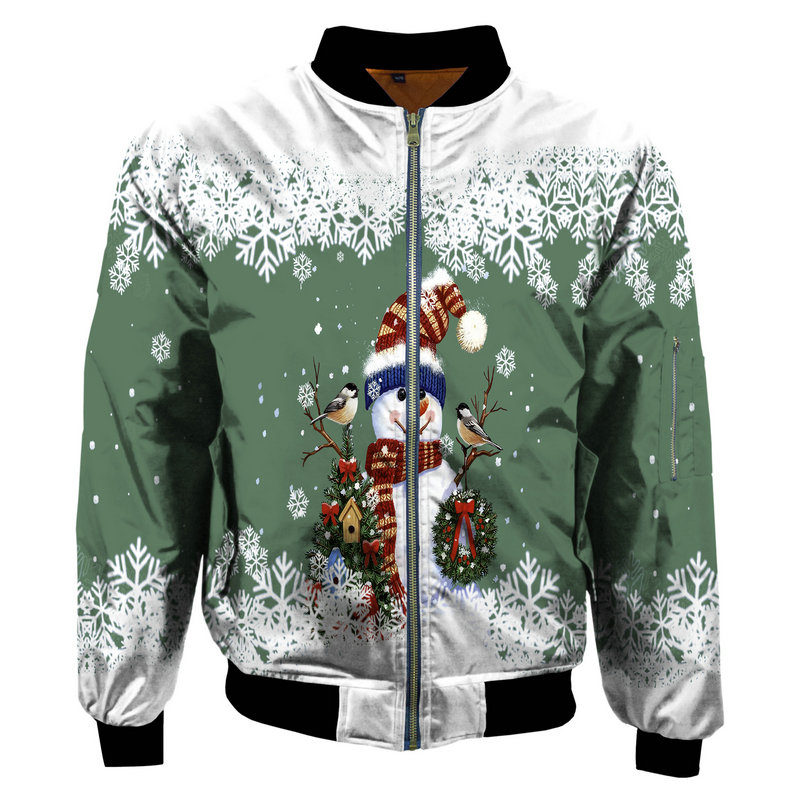Adult Green Christmas Snowman Jacket - MYanimec